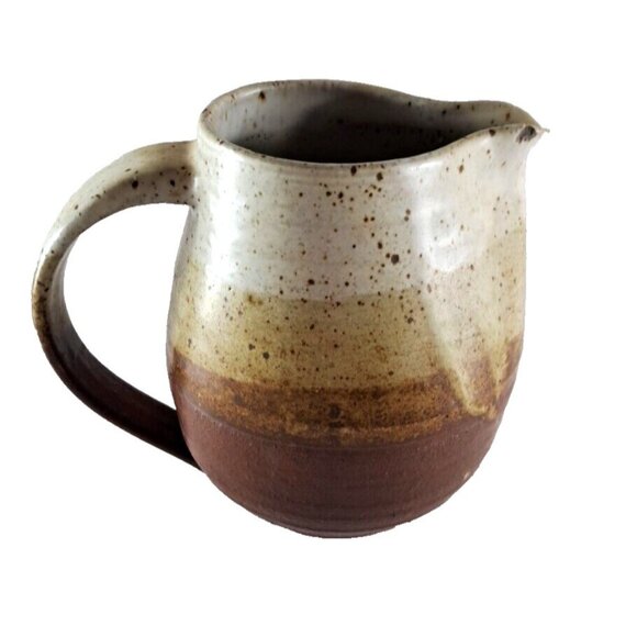 Handmade | Dining | Vintage Stoneware Pottery Pitcher Handle Speckled ...